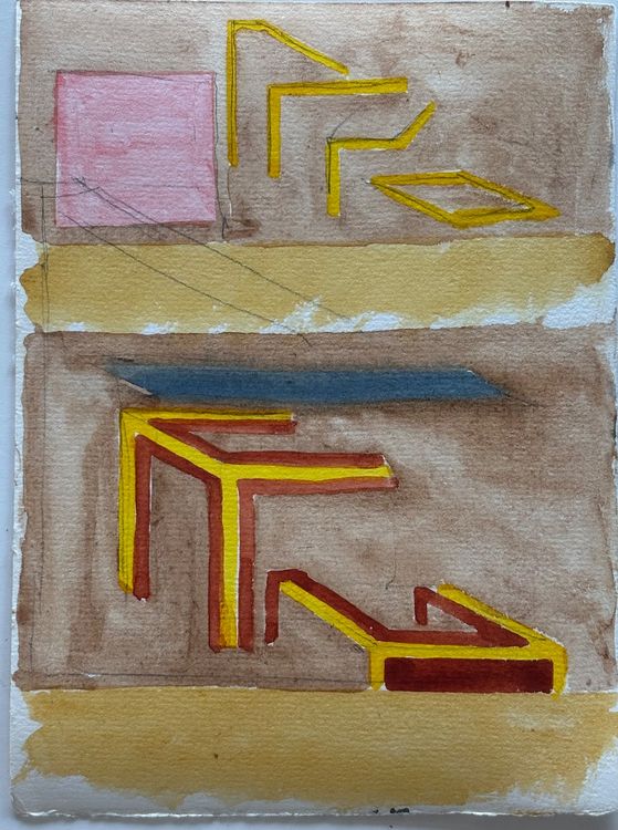 Hans-Peter von Ah, Aquarell, Formen, Bau, Abstrakt, Nachlass (Gebraucht ...