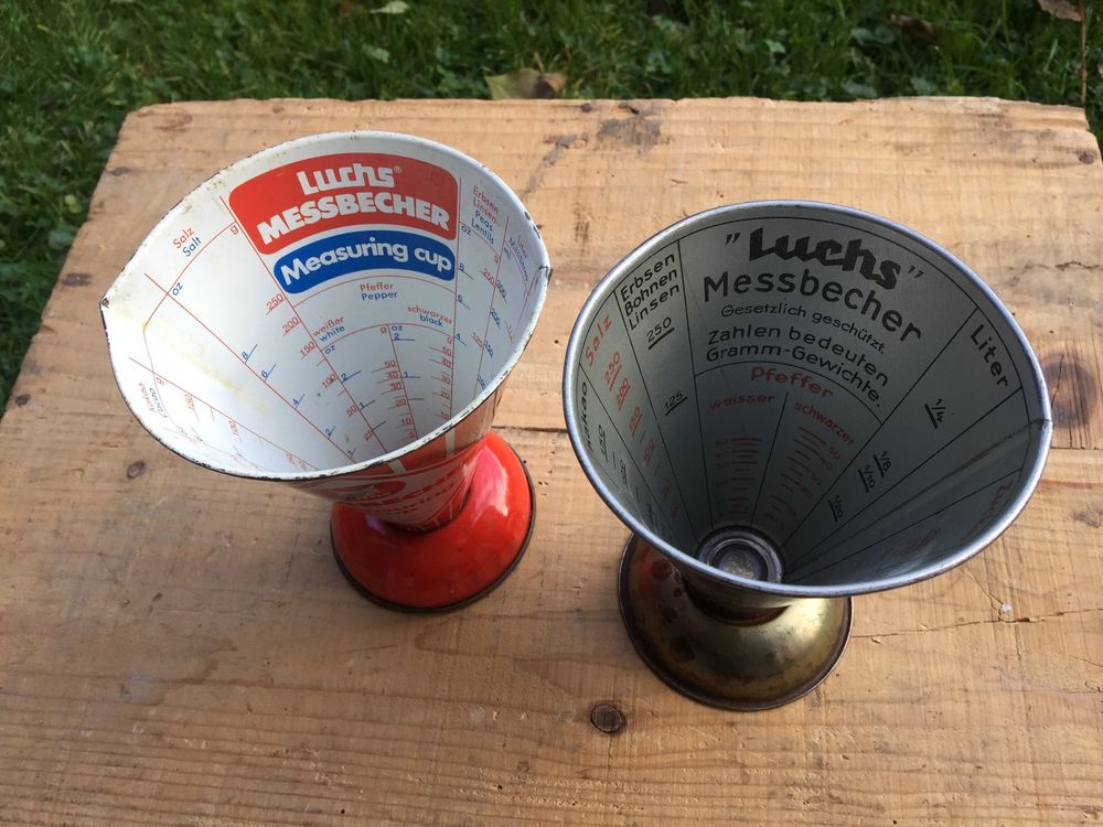 2 alte Messbecher Kaffee LUCHS #antik Blechdose Emailschild (Gebraucht ...