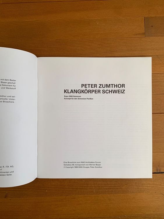 Peter Zumthor Klangkörper Schweiz | Kaufen auf Ricardo