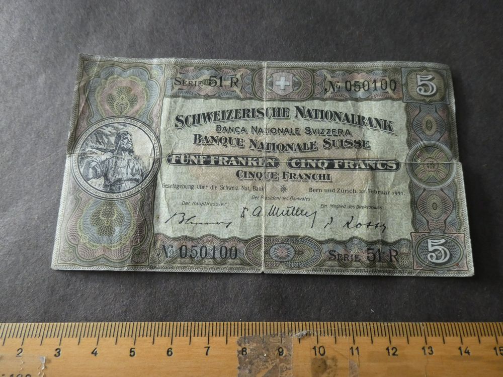 Schweiz 1951, 5 Franken (Gebraucht) in Hinterforst für CHF 5 – mit Lieferung auf Ricardo kaufen