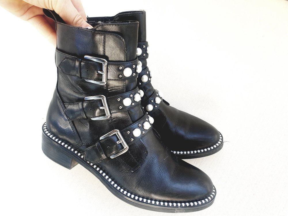 TAMARIS 36 BOOTS ECHT LEDER MIT PERLEN STIEFEL BLACK | Kaufen auf Ricardo