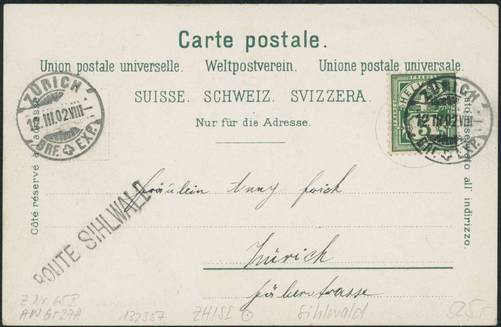 ZH Route Sihlwald - Stabstempel - Zürich - Karte (Gebraucht) in ...