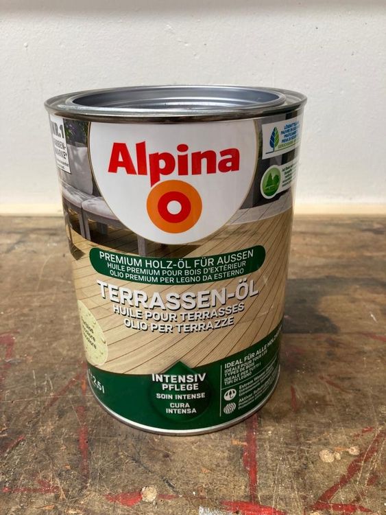 Alpina Terrassen-Öl, 2.5l, farblos (Neu und originalverpackt) in Aeugst am Albis für CHF 5 – nur ...
