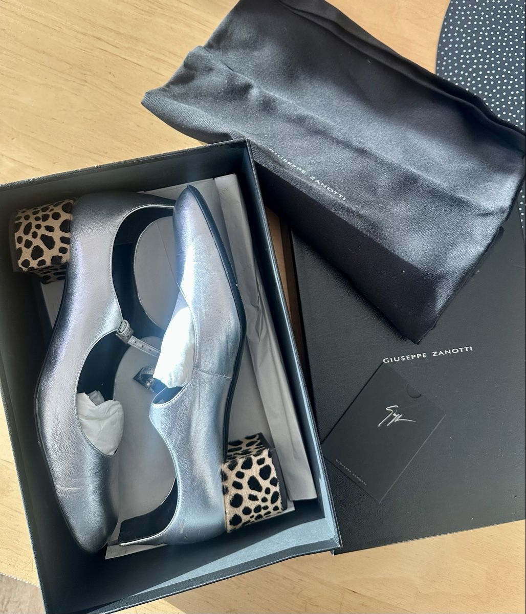 Mary Janes Giuseppe Zanotti argentées, T39, talon léopard (Gebraucht ...