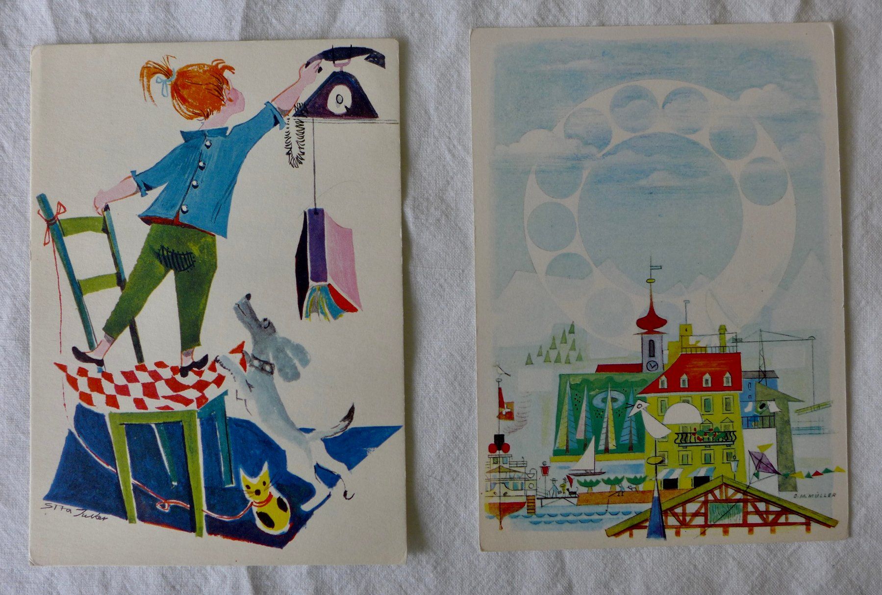 2 KÜNSTLER AK, PTT "Wir haben jetzt das Telephon" (Gebraucht) in ...