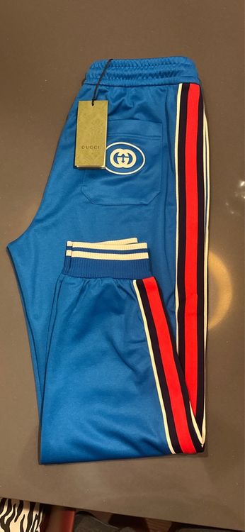 Pantaloni Tuta Gucci Blu Bande Laterali Logo Ricamato | Kaufen auf Ricardo