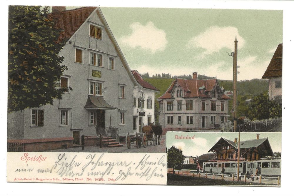 Speicher (AR) Bahnhof mit Speicher Trogen Bahn - 1904 rar ! (Gebraucht ...