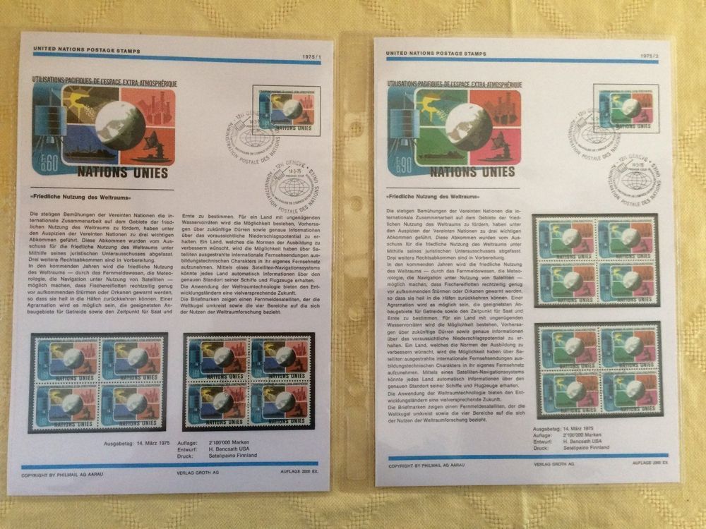 11 BL. UNION NATIONS POSTAGE STAMPS 1975 (Neu (gemäss Beschreibung)) in ...