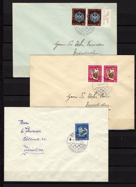R780 / 3 lettres des J.O. de St.-Moritz 1948 (Gebraucht) in Ste-Croix für CHF 12 – mit Lieferung ...