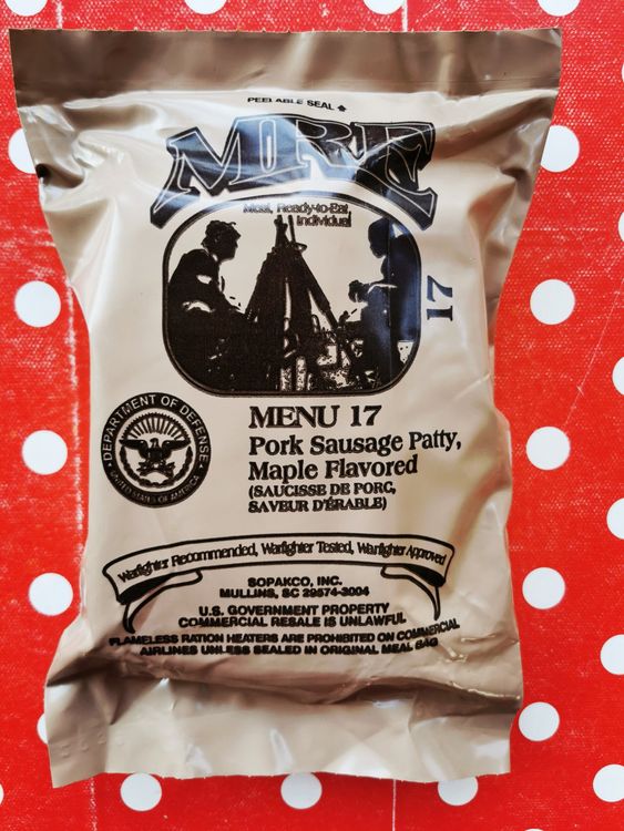 Original US Army MRE Menu #17 Maple Sausage Insp. 2/25 (Neu und ...