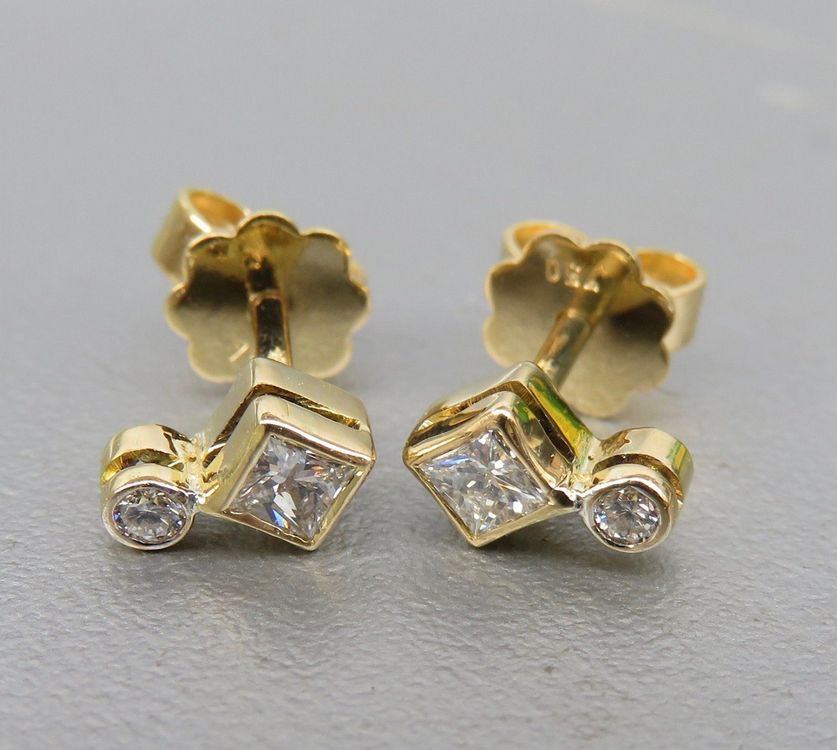 OHRSTECKER 750 GOLD MIT BRILLANTEN UND | Kaufen auf Ricardo