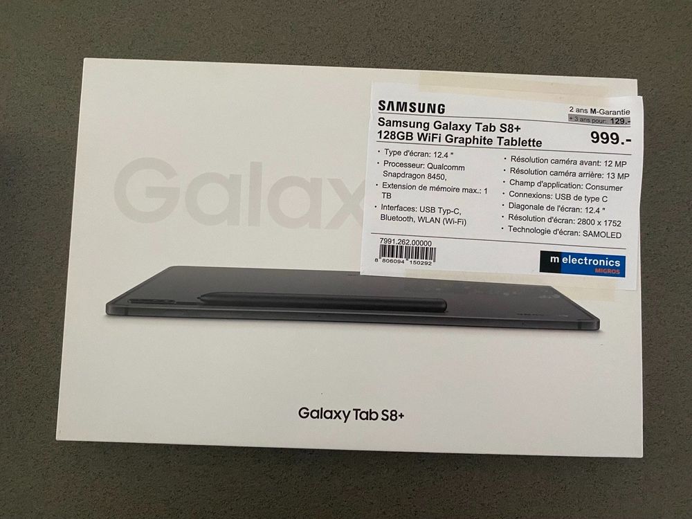 Samsung Galaxy Tab S8+ 128Gb WiFi Tablette/ Graphite (Neu und originalverpackt) in Niederwangen ...