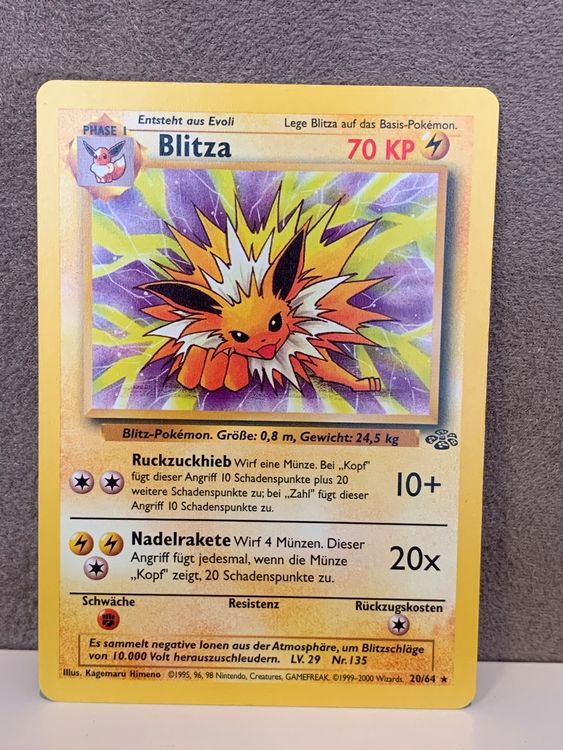 20/64 Blitza Rare DE Pokemon Jungle Dschungel (Gebraucht) in Fislisbach ...