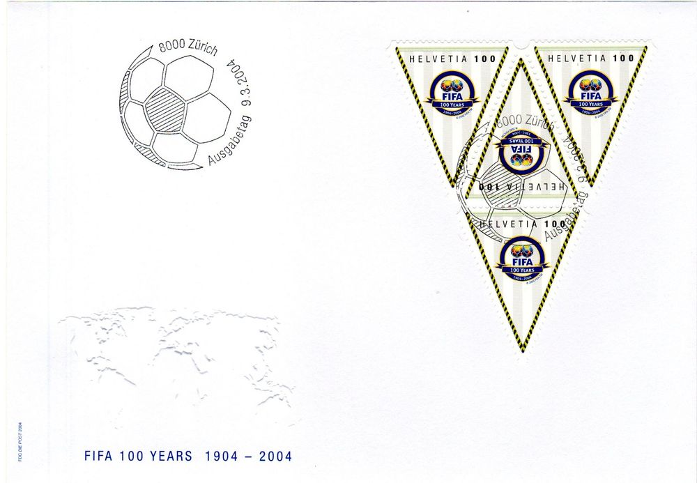FIFA 199 YEARS 1904 - 2004 SONDERSTEMPEL VOM AUSGABETAG BU21 (Gebraucht ...