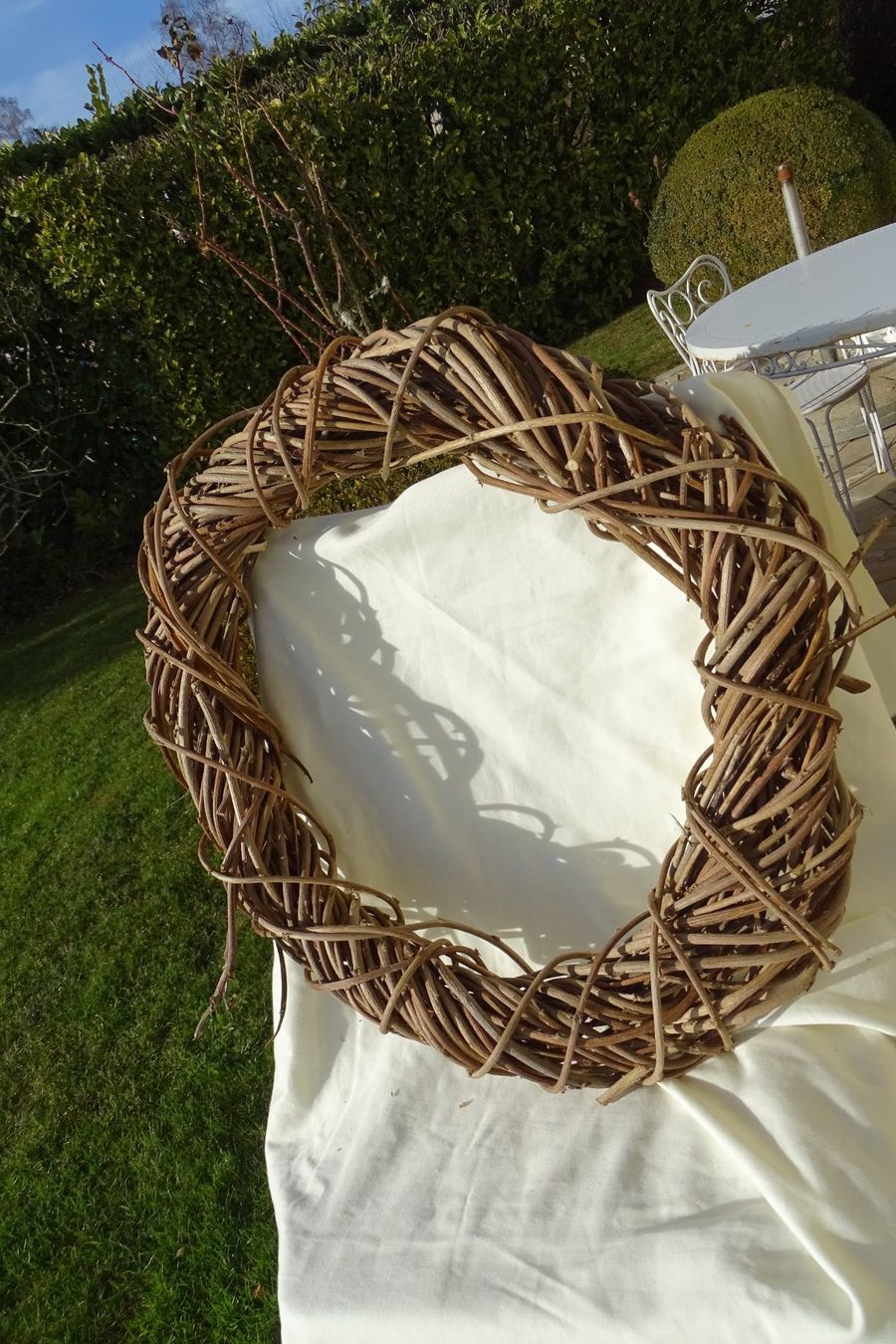 Couronne bois naturel Krone Naturholz Ostern 55 cm diamètre (Neuf (Voir ...