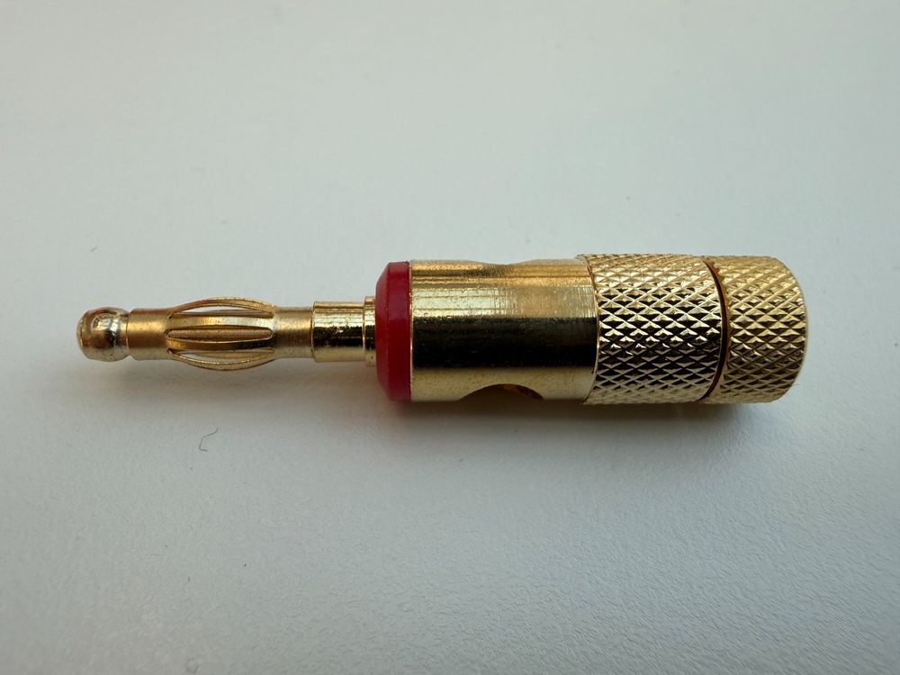 Lautsprecherstecker Gold, Farbcodierung rot, Ø 5,0 mm (Neu (gemäss Beschreibung)) in ...