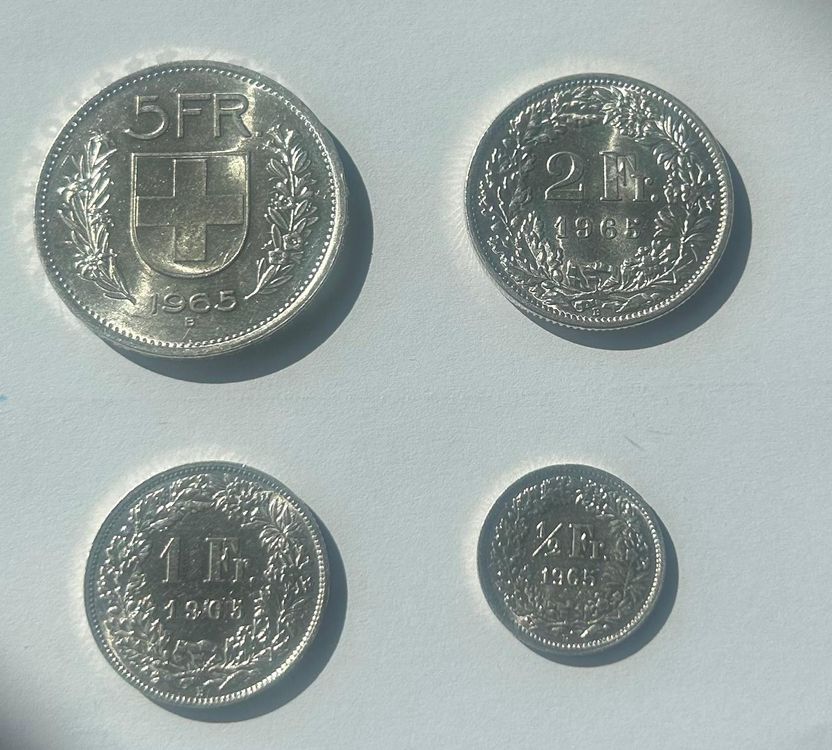 Schweizer Silbermünzen 5, 2, 1, 1/2 Franken 1965 | Kaufen auf Ricardo