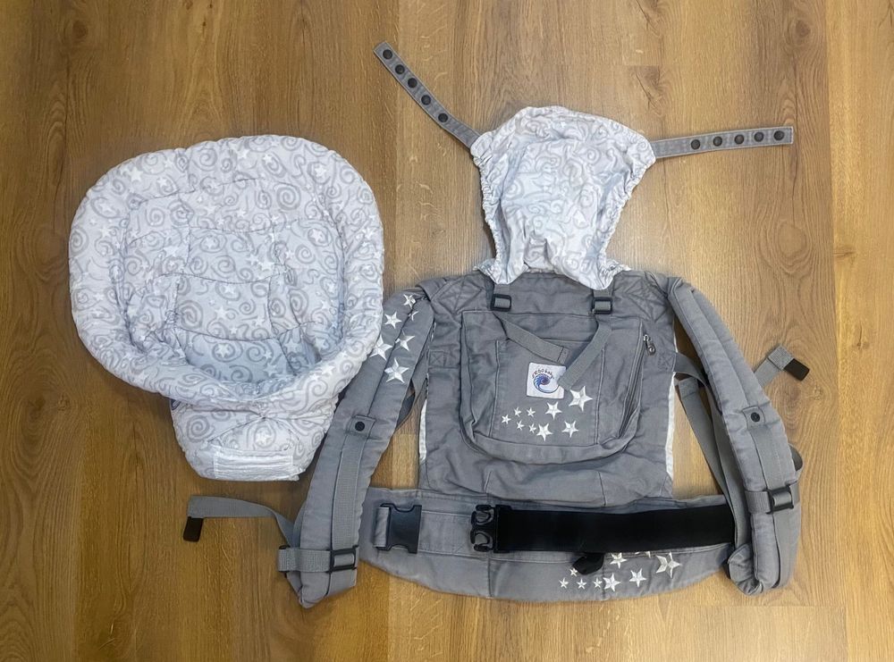 Babytrage Ergo Baby Newborn Einsatz Trage grau weiss Sternen (Gebraucht ...