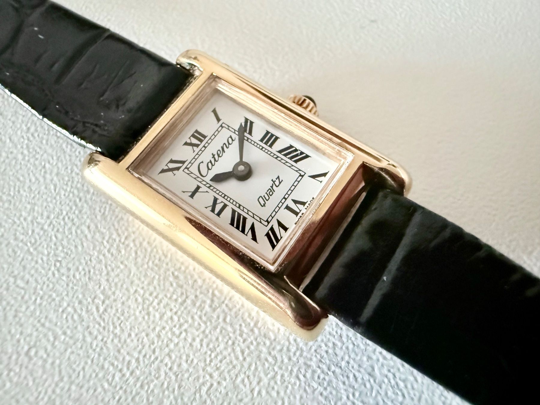 CATENA “Tank” type, X-Small, Plaqué or, Quartz, Swiss (Neuf avec ...