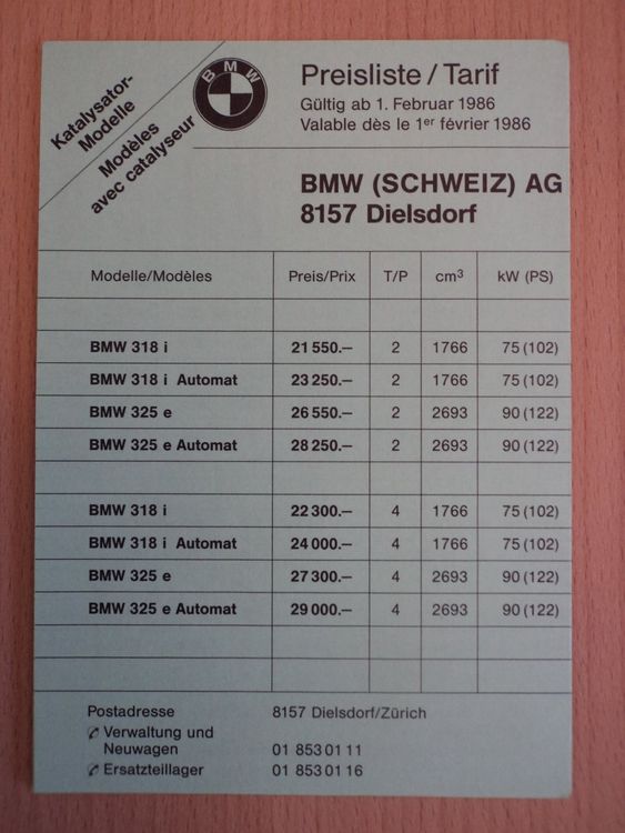 Preisliste Bmw 5er