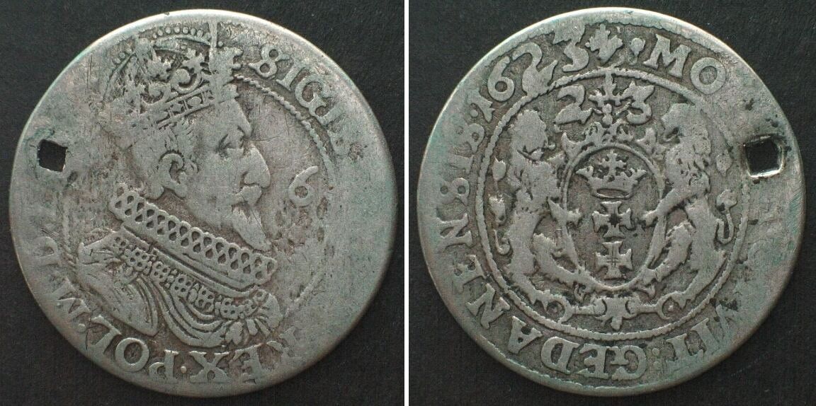 DANZIG Ort 1623 (1/4 Taler) doppeltes Datum, SIGISMUND III. (Gebraucht ...