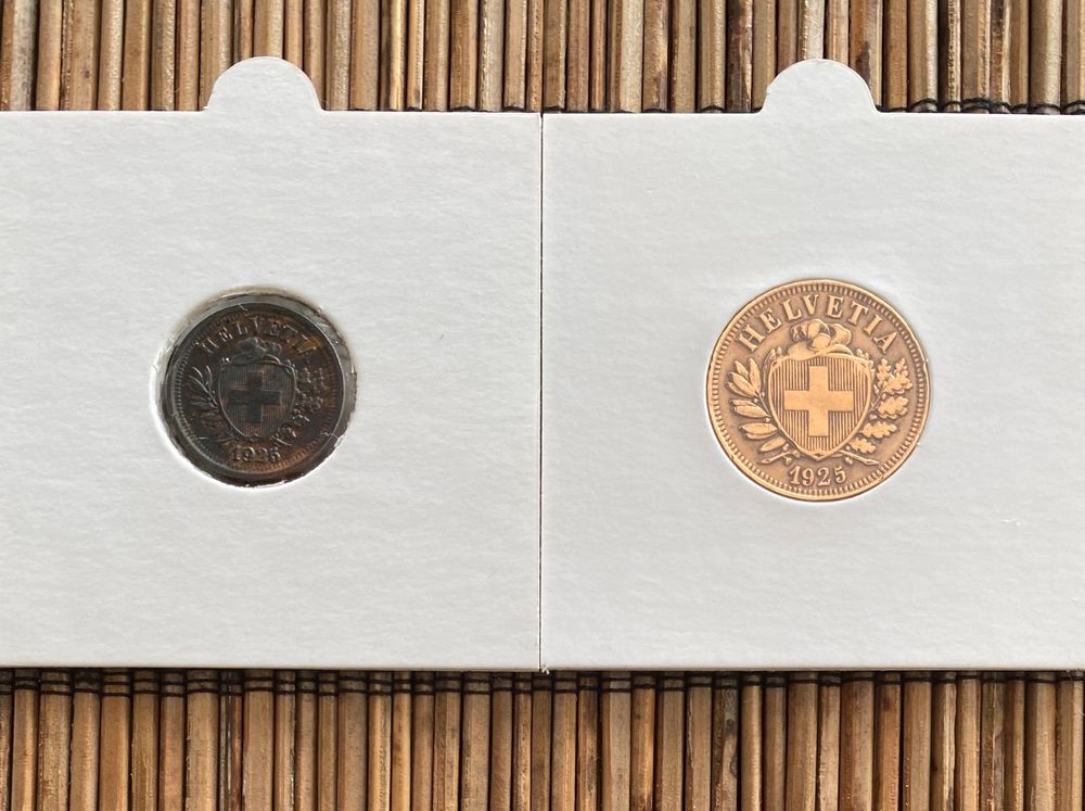 Schweiz Set 1 + 2 Rappen 1925 vzgl - unz | Kaufen auf Ricardo