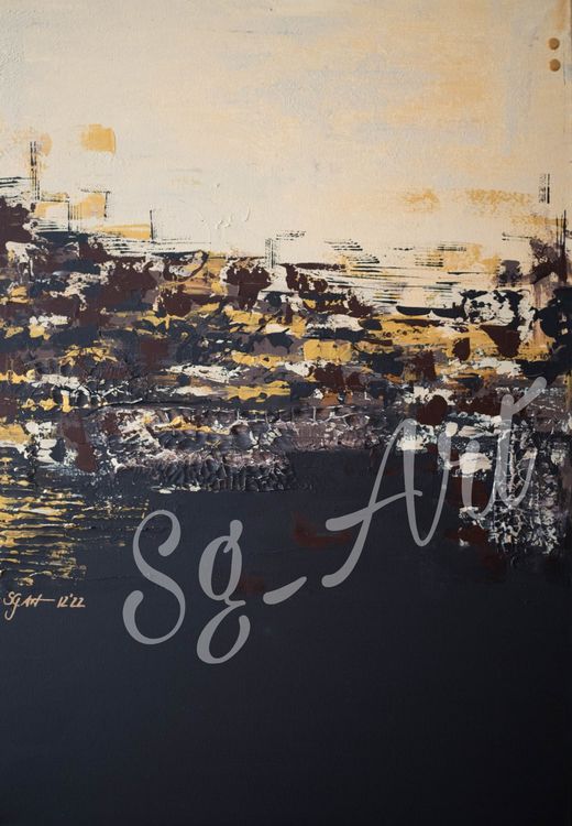 Acrylbild abstrakt schwarz beige Gold braun Unikat Neu | Kaufen auf Ricardo