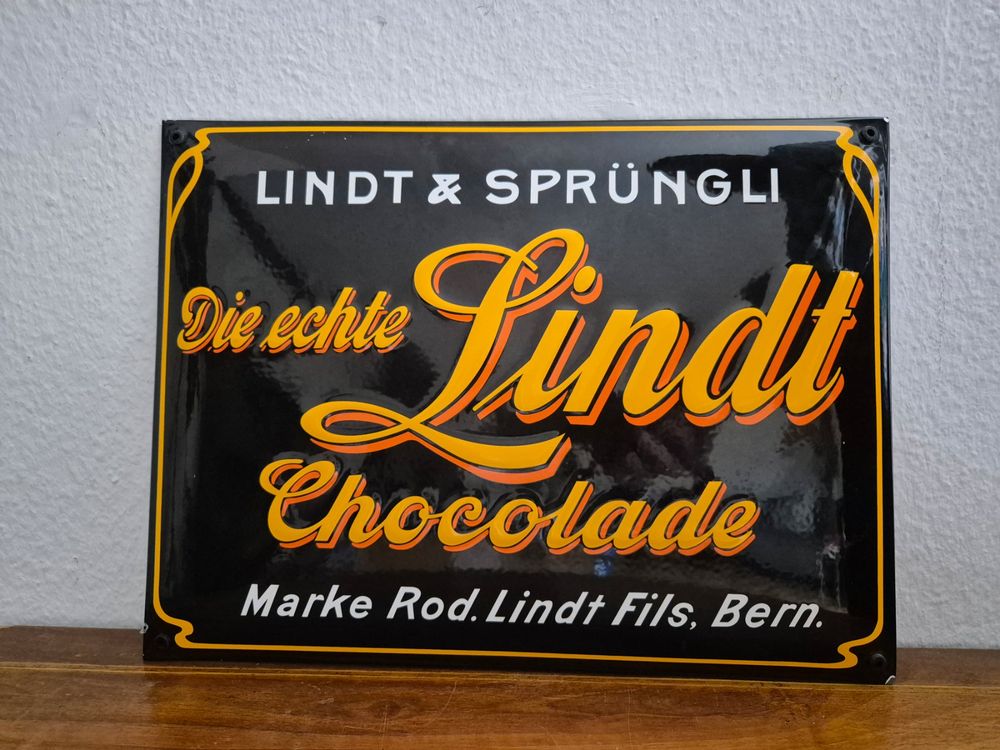 Emailschild Lindt & Sprüngli Chocolade Logo Emaille Schild (Gebraucht ...
