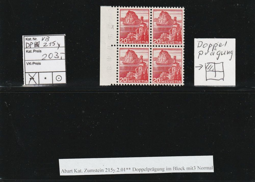 ABART Doppelprägung, 20 Rp. San Salvatore im Viererblock | Kaufen auf Ricardo