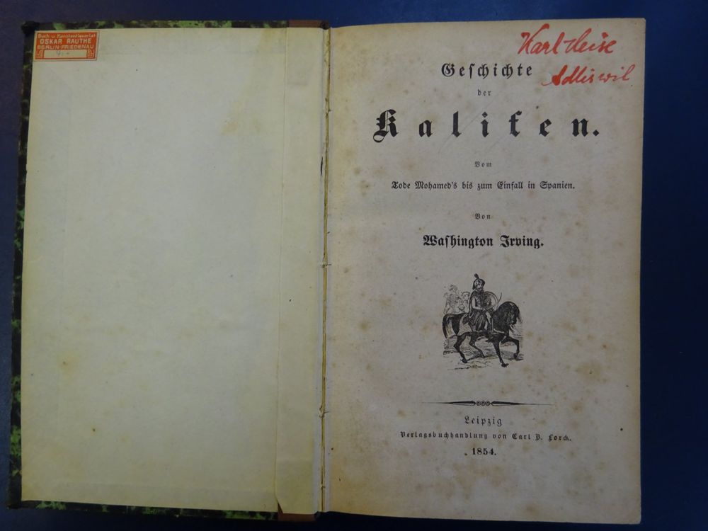 ANTIKES BUCH GESCHICHTE d KALIFEN von Washington Irving 1854 (Gebraucht ...
