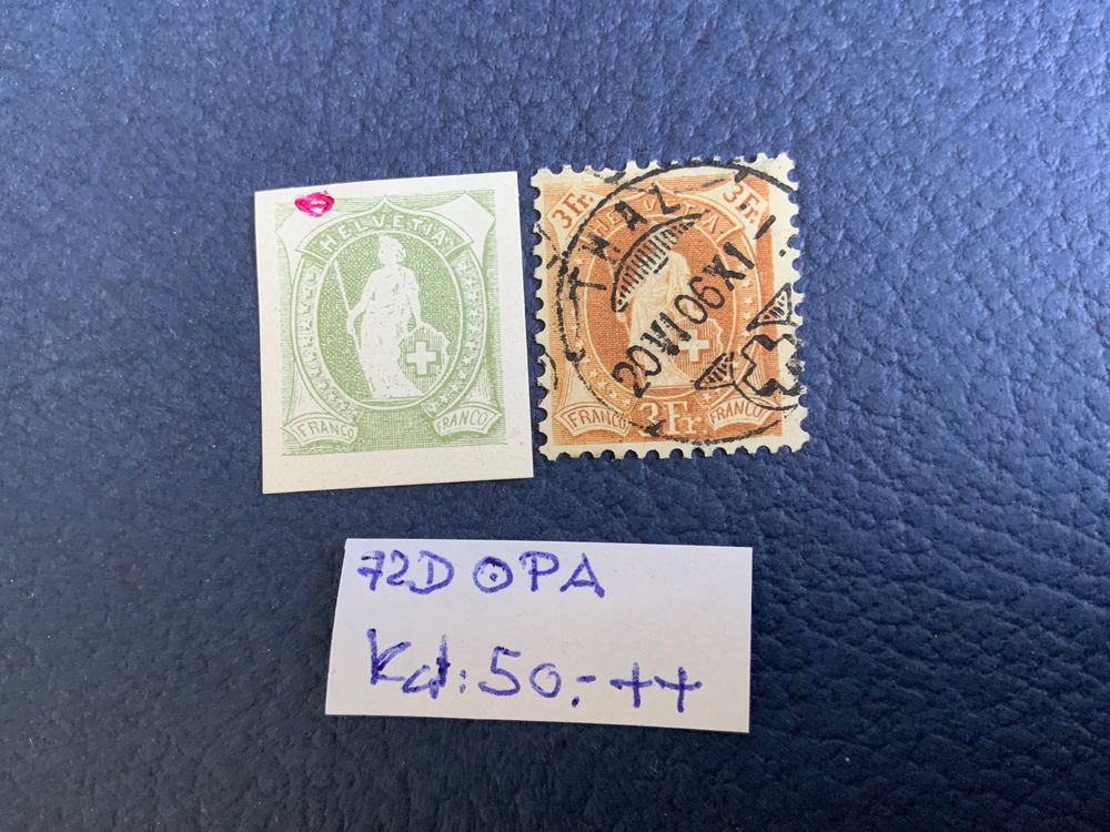 Briefmarken Schweiz Stehende Helvetia 72D/PA Luxus-O (Gebraucht) in für ...