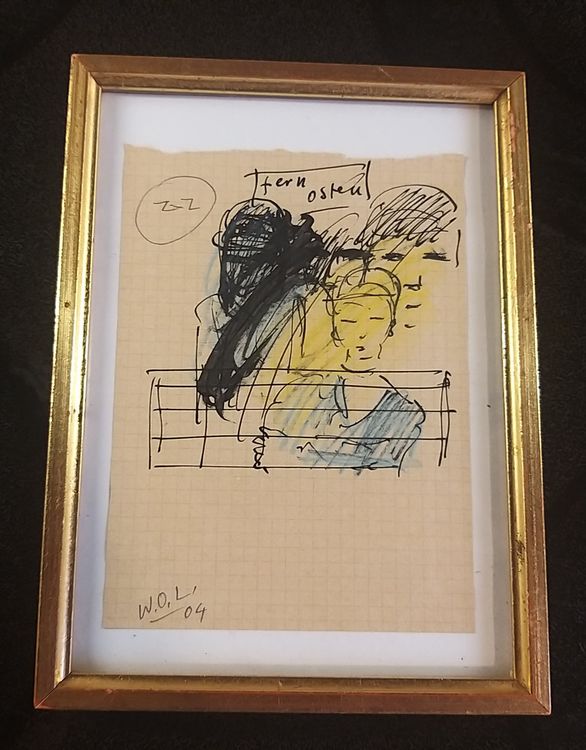 Skizze 'Fern Osten" gerahmt signiert W.O.L 04 | Kaufen auf Ricardo