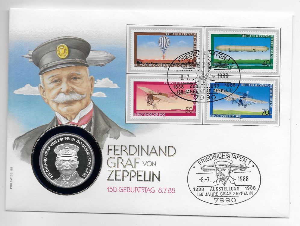 Münzbrief Graf von Zeppelin 1988, 999,9 (Neu (gemäss Beschreibung)) in Hefenhofen für CHF 20 ...