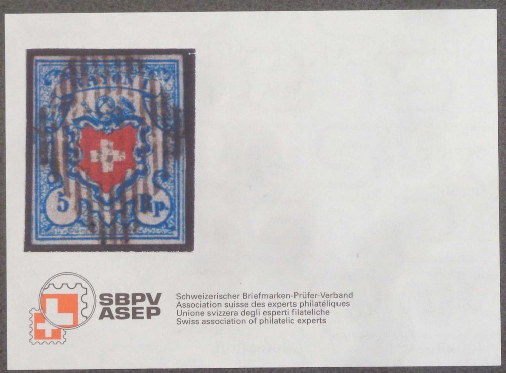 1851: RAYON I, 5 Rp., O, mit Befund (Gebraucht) in Zürich für CHF 1.5 ...