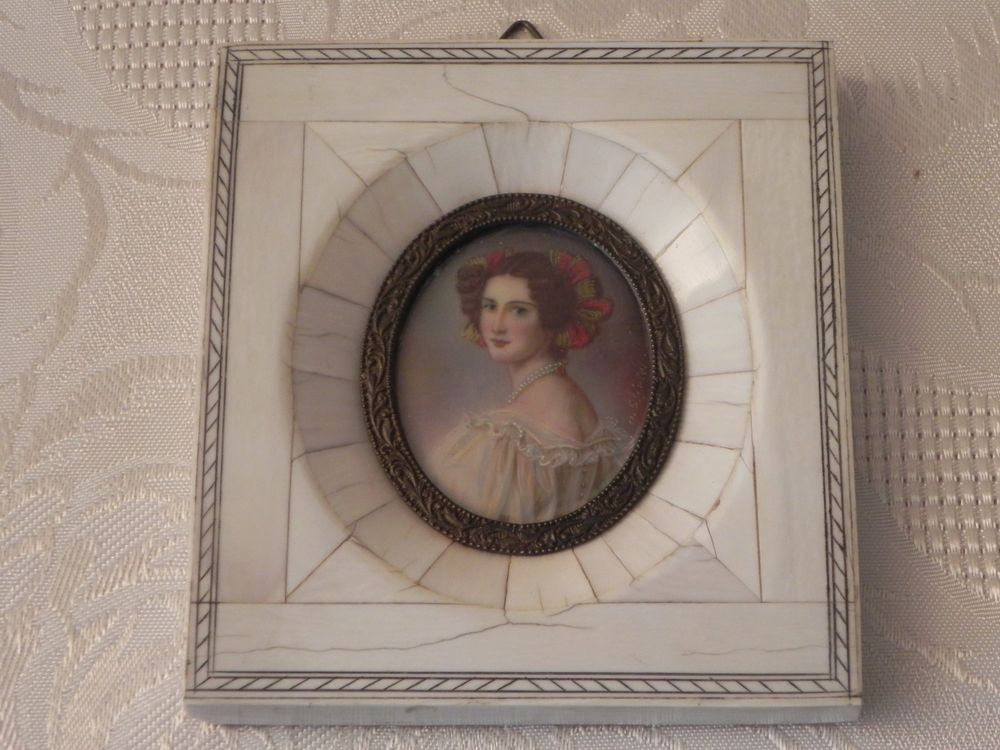 Alte Miniatur Portrait/Bild Handbemalt signiert (Stieler?) | Kaufen auf Ricardo