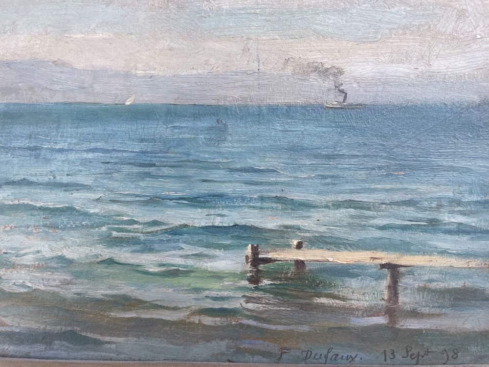 FRÉDÉRIC DUFAUX (1852-1943) HUILE SUR CARTON VUE LAC LÉMAN (Gebraucht ...