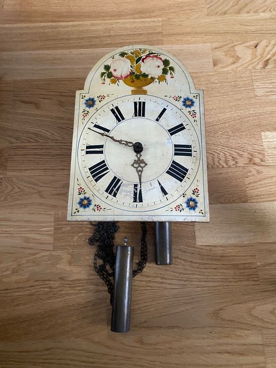 Antike Schwarzwälder Uhr, Wanduhr mit Blumendekor Rarität (Gebraucht ...