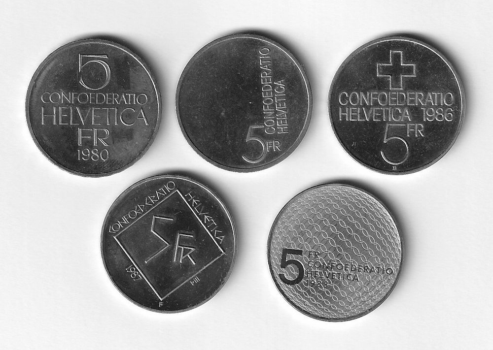5 Gedenkmünzen Schweiz 5 CHF (Gebraucht) in Fraubrunnen für CHF 25 – mit Lieferung auf Ricardo ...