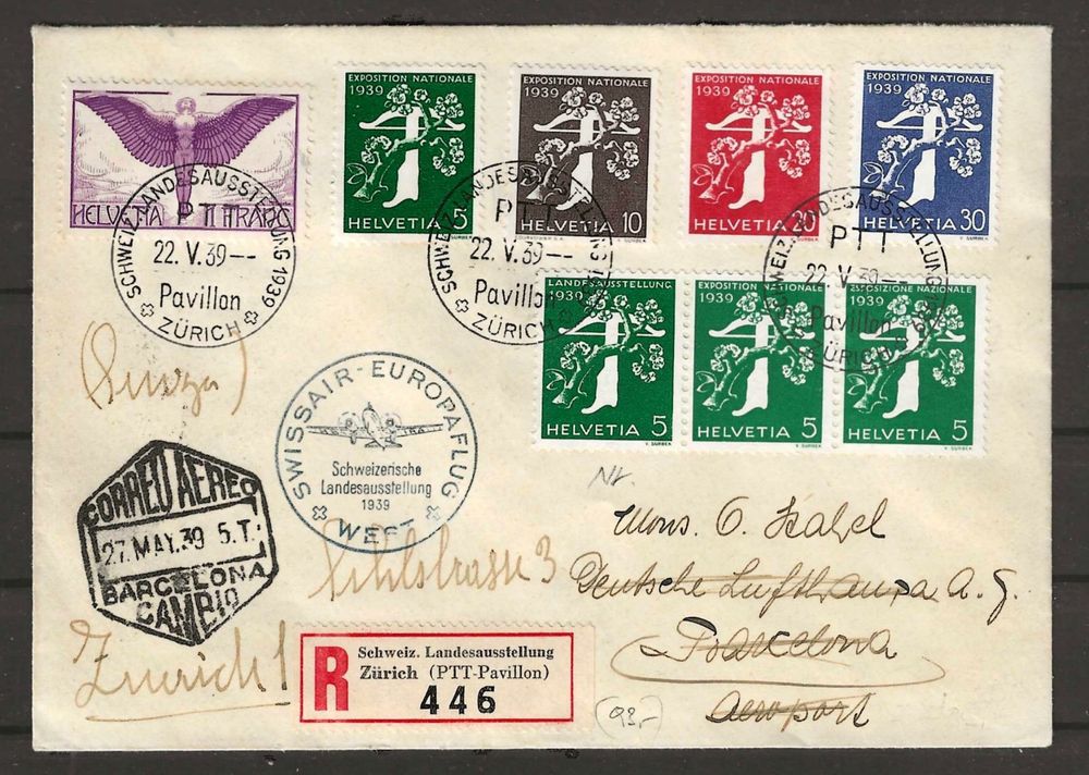 1939 : Swissair Europaflug West bis Barcelona (Gebraucht) in Gümligen für CHF 7 – mit Lieferung ...