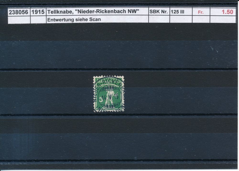 1915 Tellknabe 5 Rp., Vollstempel: Nieder-Rickenbach NW" | Kaufen auf Ricardo