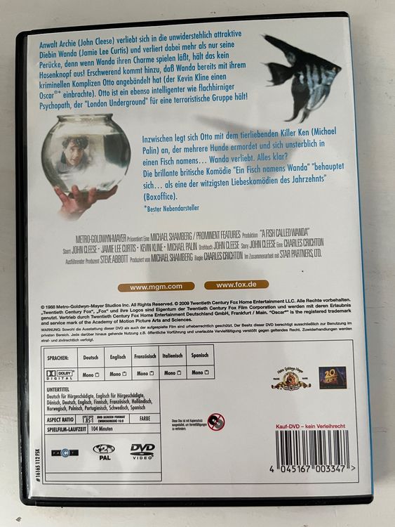 Ein Fisch Names Wanda (1988) DVD 📀 (Neu (gemäss Beschreibung)) in ...