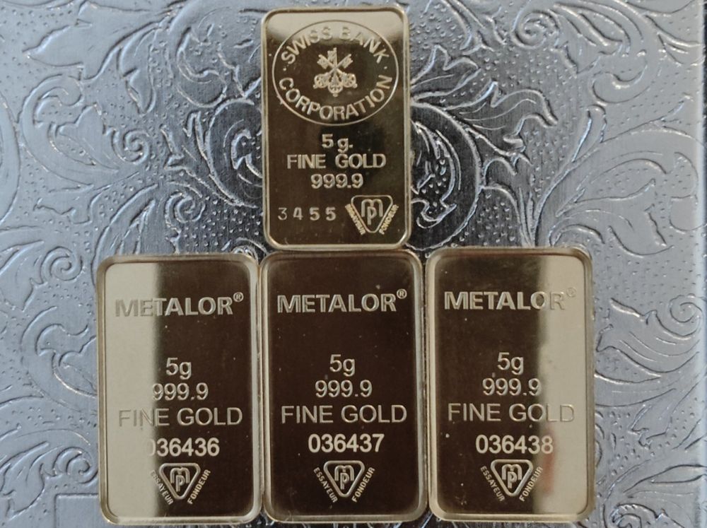 4 mal 5gr. Goldbarren - 3 mal METALOR/ 1 mal UBS (Neu (gemäss ...