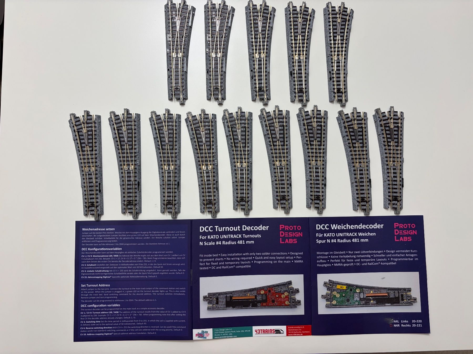 KATO Unitrack Weichen R481-15° Spur N digitalisiert DCC (Gebraucht) in ...