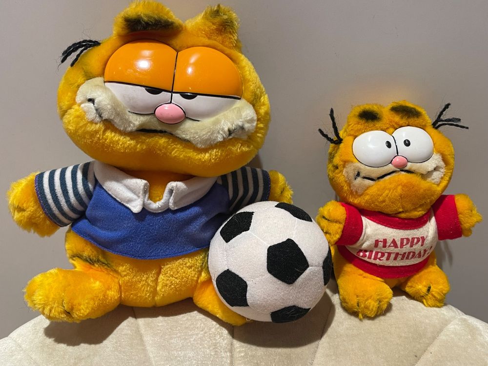GARFIELD 1978 PLÜSCHTIER FUSSBALLER + HAPPY BIRTHDAY 2-SET (Gebraucht ...