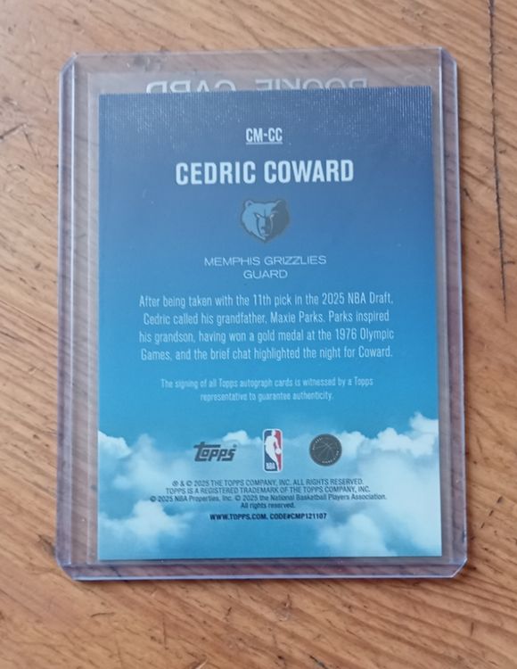 Cedric Coward Topps Rookie auto NBA card (Neuf (Voir description)) à ...