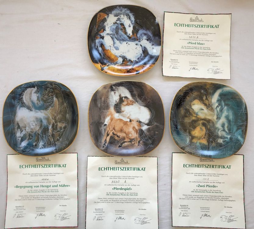 Hans Erni - Rosenthal - Teller - "Dynamische Pferde" - 4Stck (Gebraucht) in Schaffhausen für CHF ...
