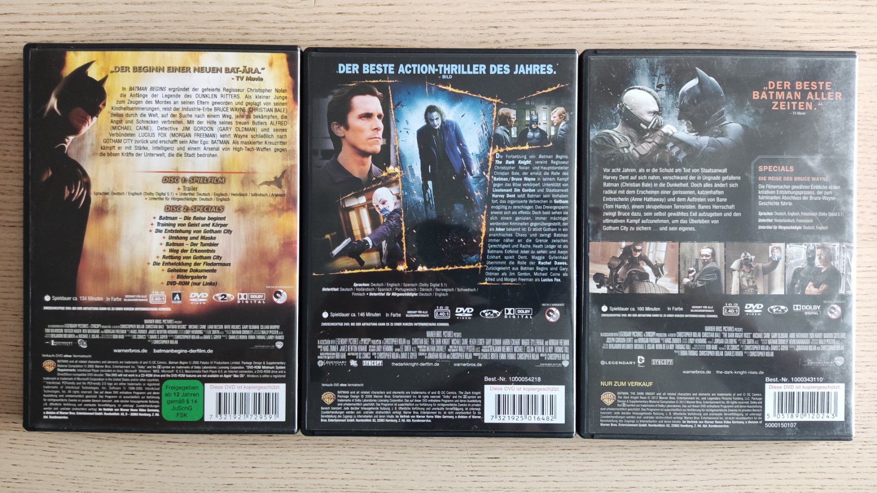 Batman The Dark Knight Trilogie von Christopher Nolan 3 DVDs (Gebraucht ...