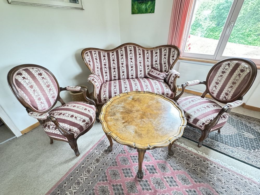 Polster-Sitzgruppe (Sofa, 2 Sessel, Tisch) Louis XI (Gebraucht) in ...