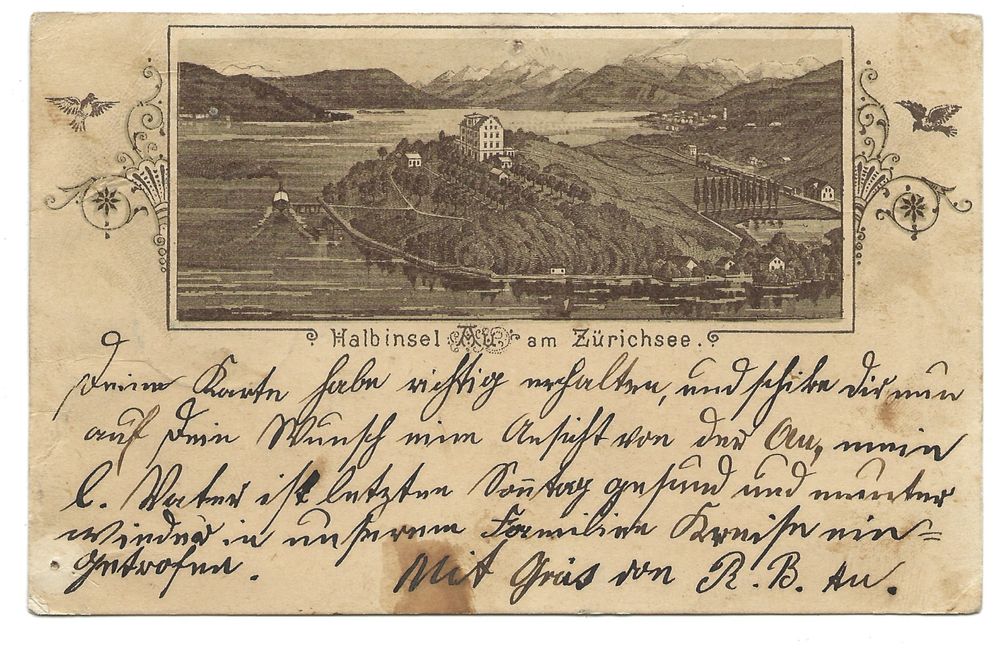 Halbinsel Au am Zürichsee (ZH) Vorläufer-Litho - 1896 (Gebraucht) in Engelburg für CHF 13.9 ...