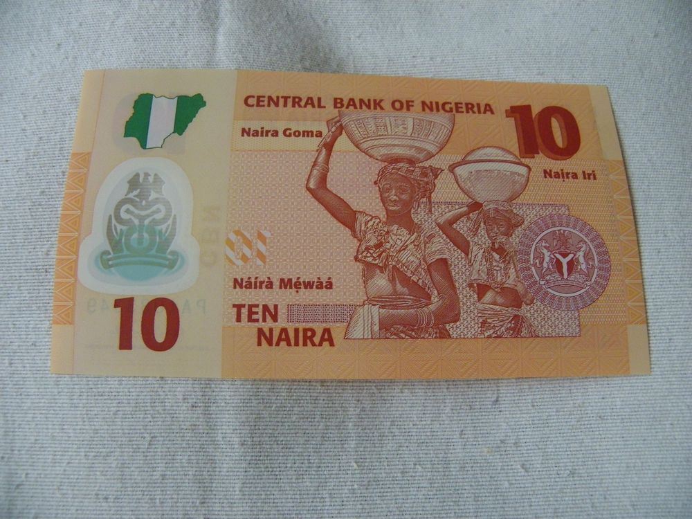 Original 10 Naira Banknote aus Nigeria, Zustand UNC (Neu (gemäss ...